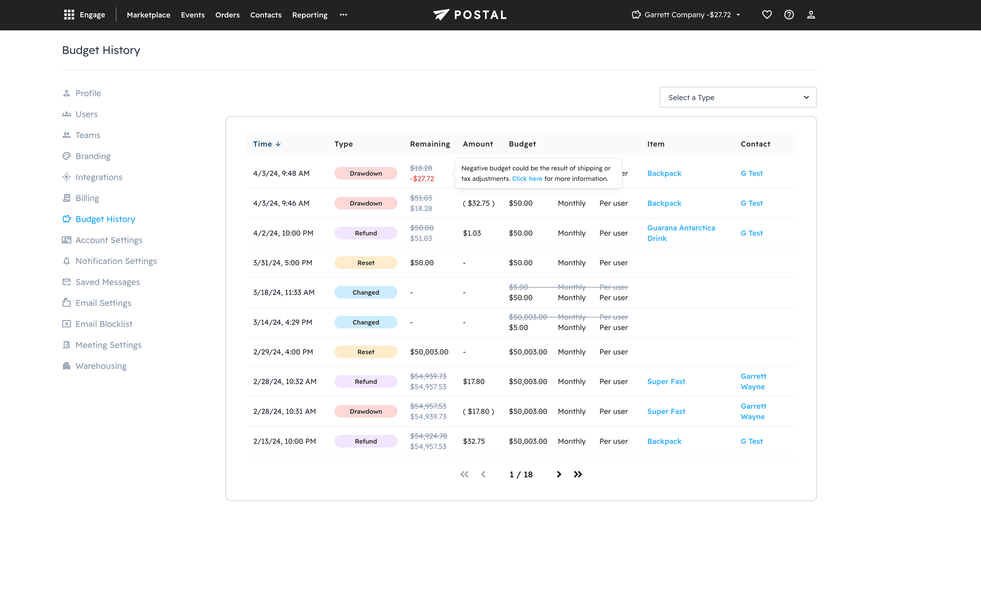 Budget & Balance FAQ – Postal